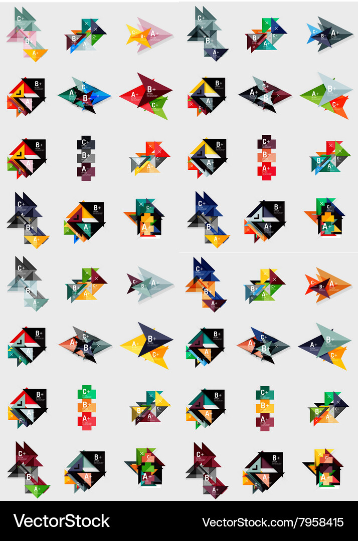 Mega set of geometric web option box banners Vector Image