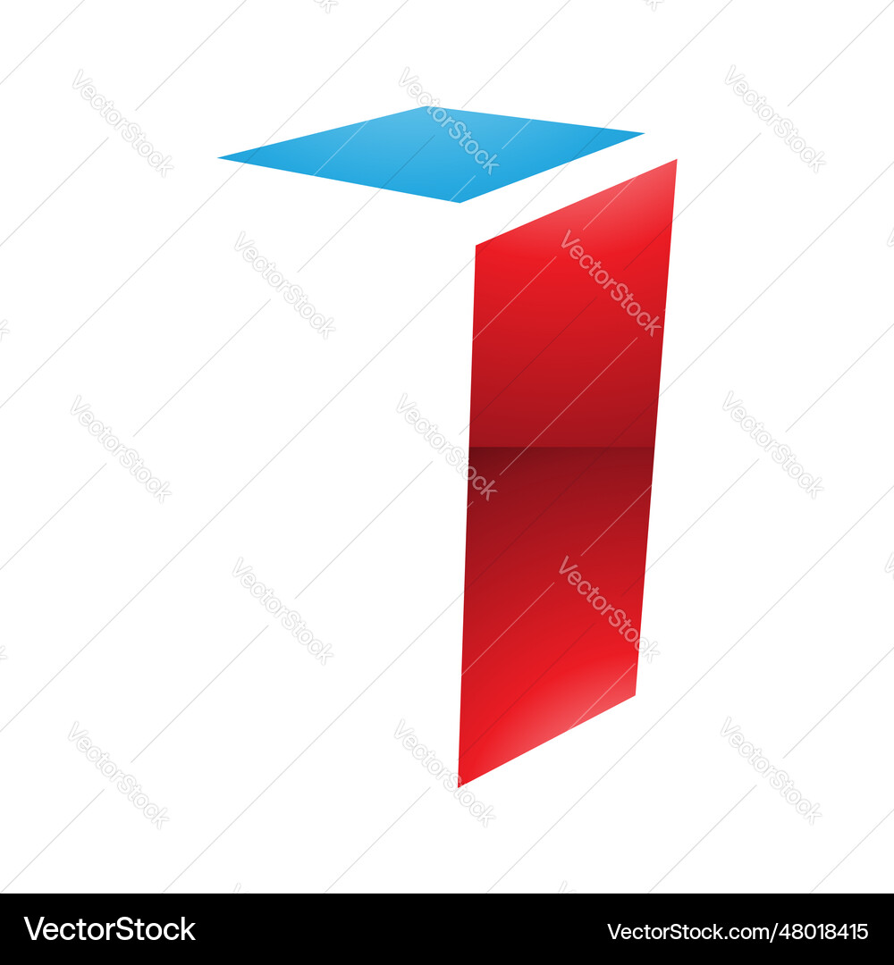 Red and blue glossy folded letter i icon Vector Image
