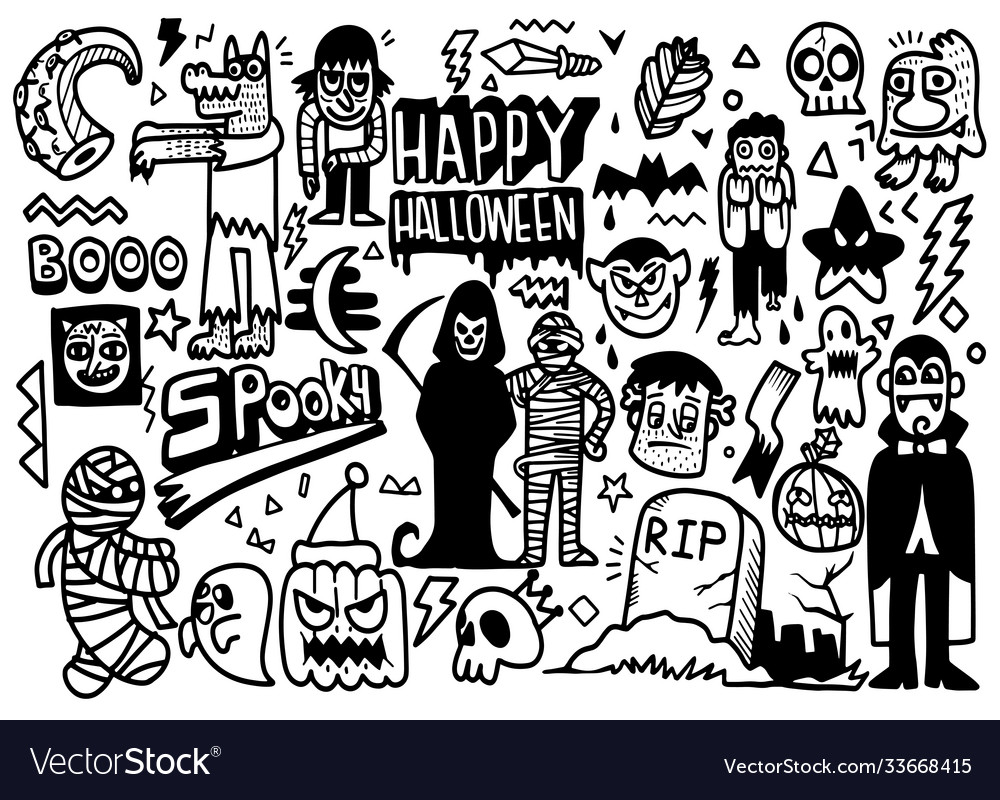 Set halloween doodle Royalty Free Vector Image
