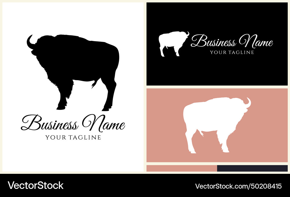 Silhouette buffalo bull bison logo Royalty Free Vector Image