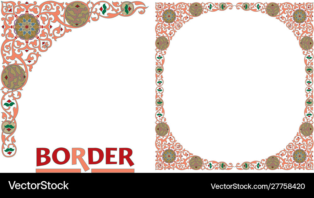 Arabesque borders - tiled frame in plant leaves Vector Image