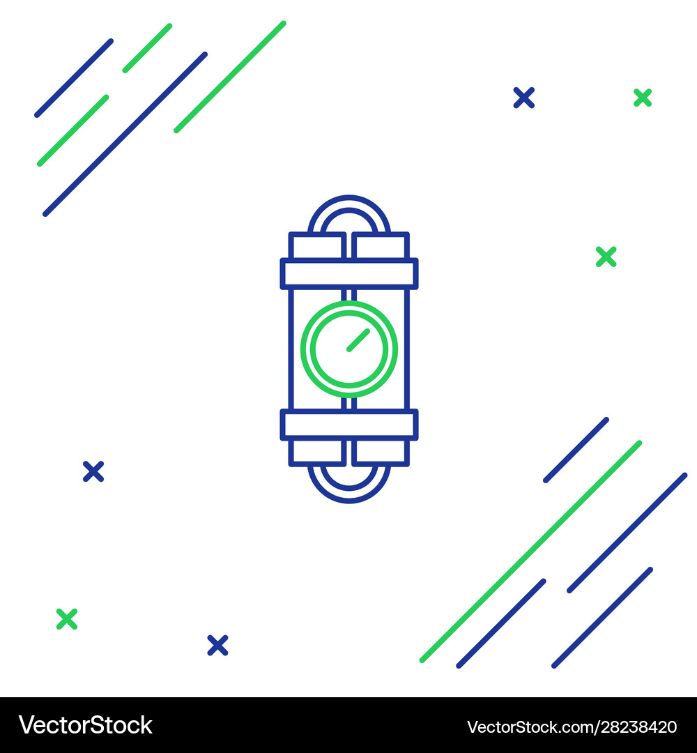 Blue and green line detonate dynamite bomb stick Vector Image