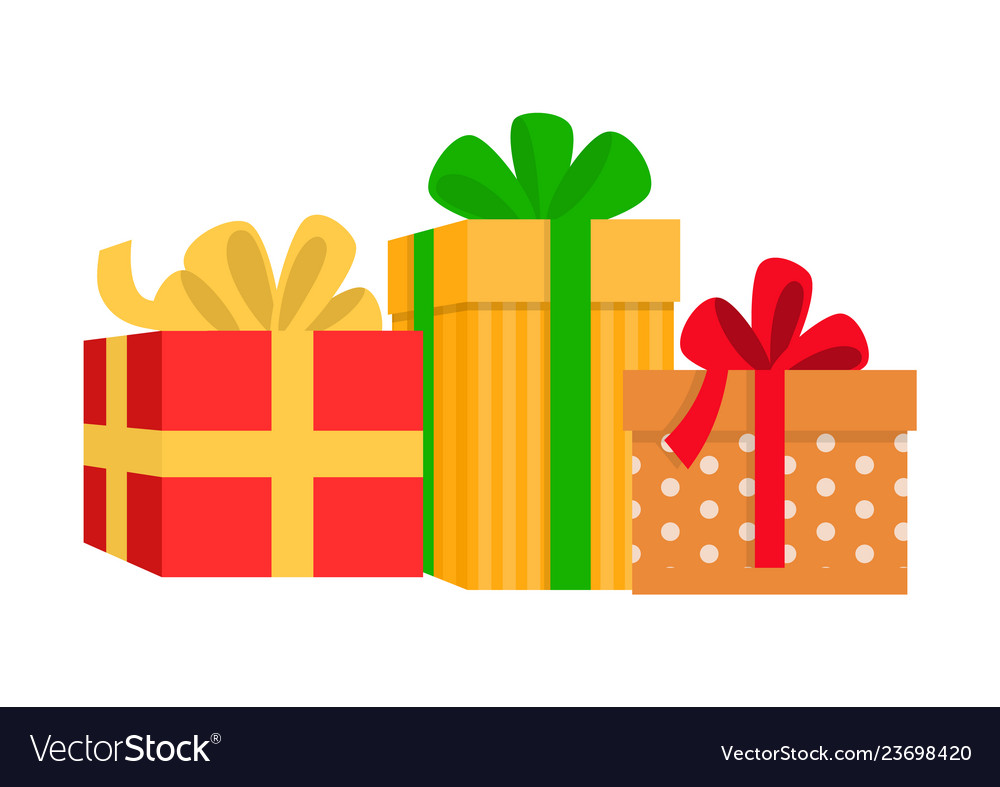 Bright presents with different pattern Royalty Free Vector