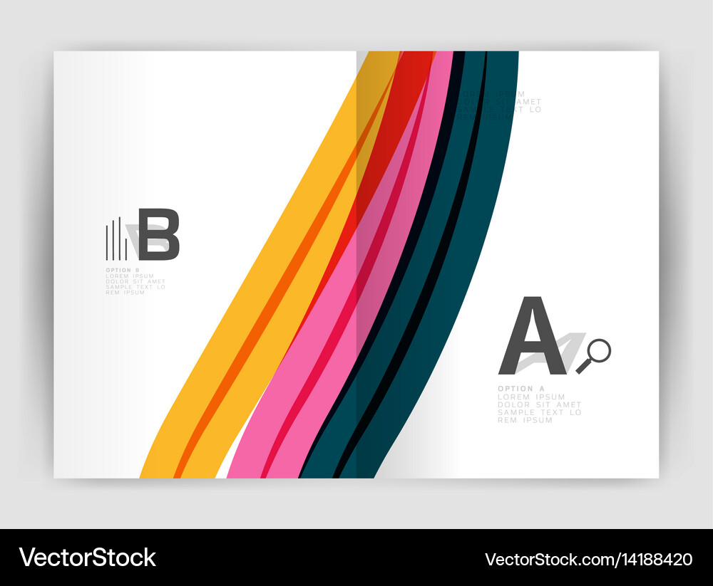 Business brochure flyer template wave and line Vector Image