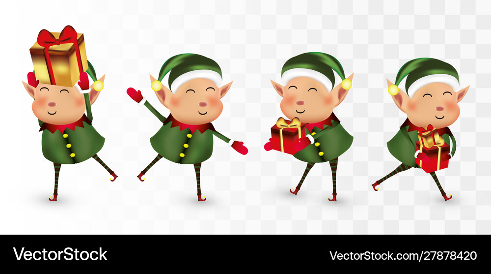 Collection christmas elves isolated Royalty Free Vector