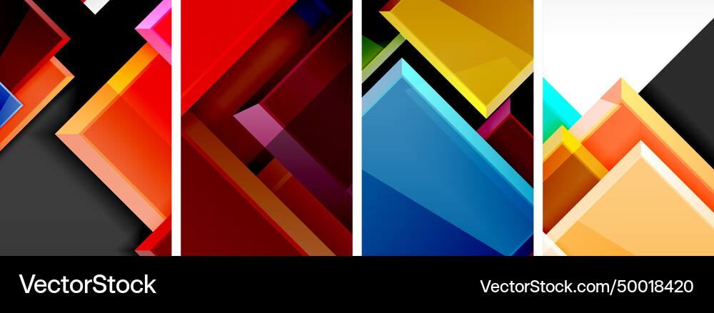 Color glass glossy square composition poster set Vector Image