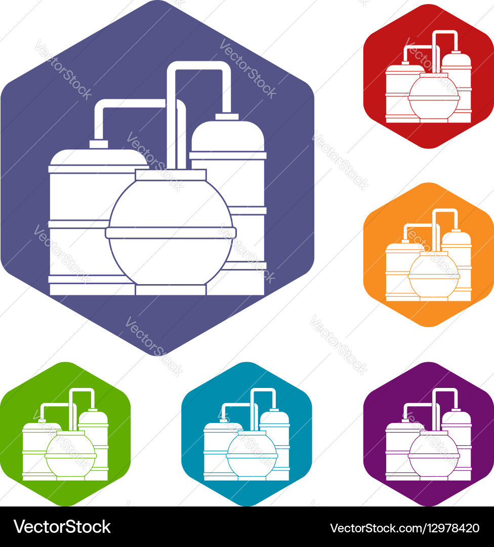 Gas storage tanks icons set Royalty Free Vector Image
