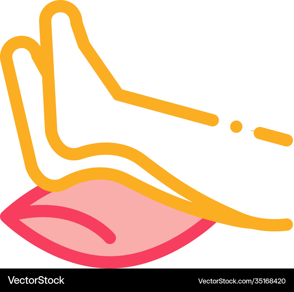 Legs resting on pillow color icon Royalty Free Vector Image