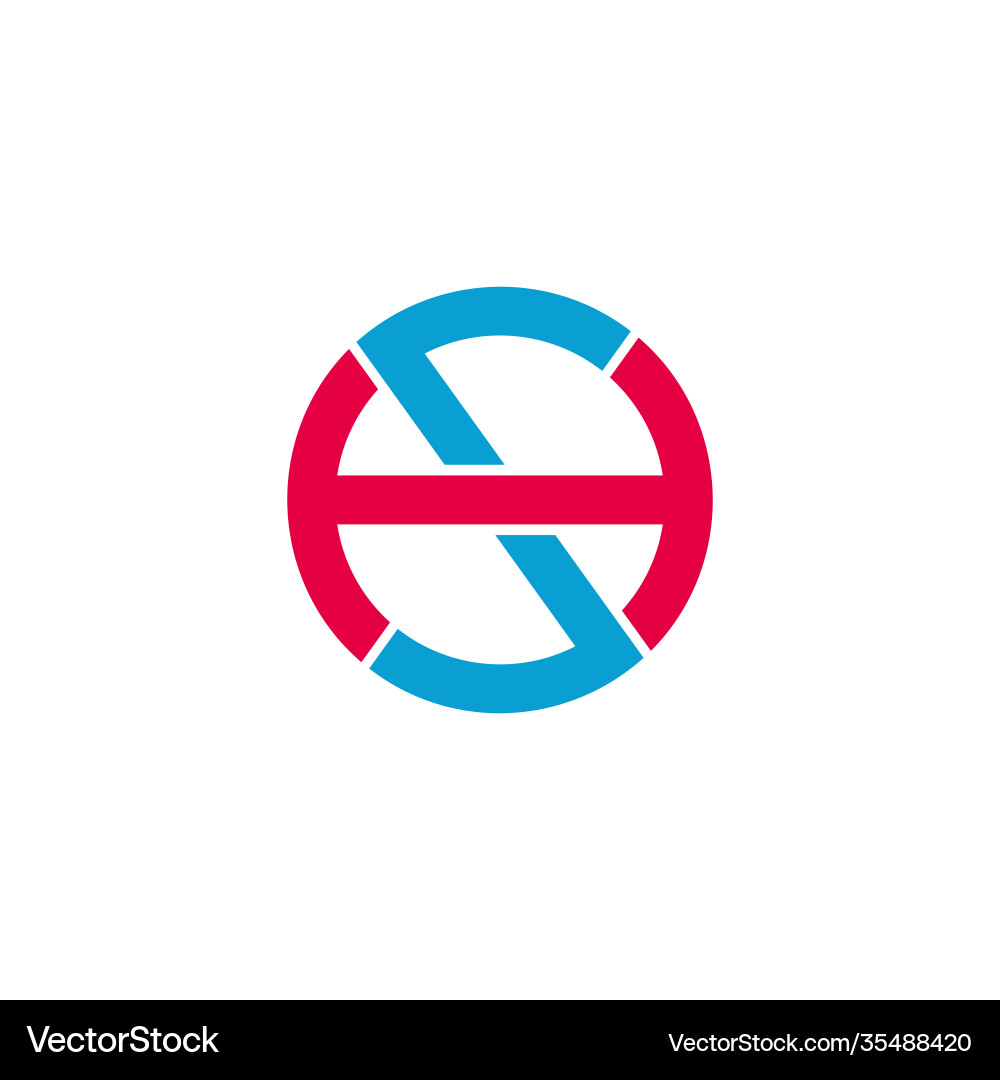 Letter sh round geometric line simple logo Vector Image
