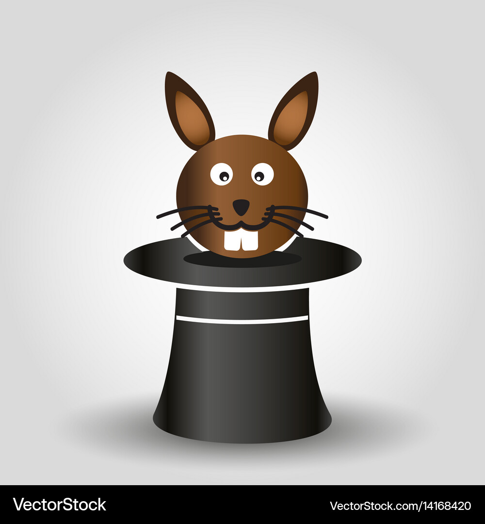 Magician trick with rabbit from black hat eps10 Vector Image