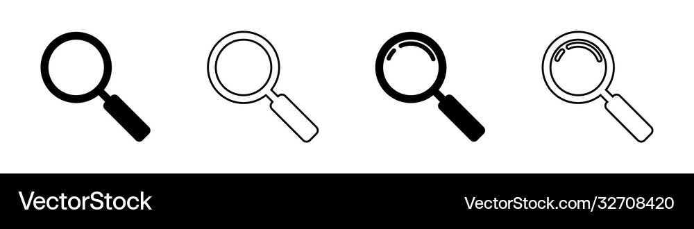 Magmifying glass icon set flat zoom symbol Vector Image