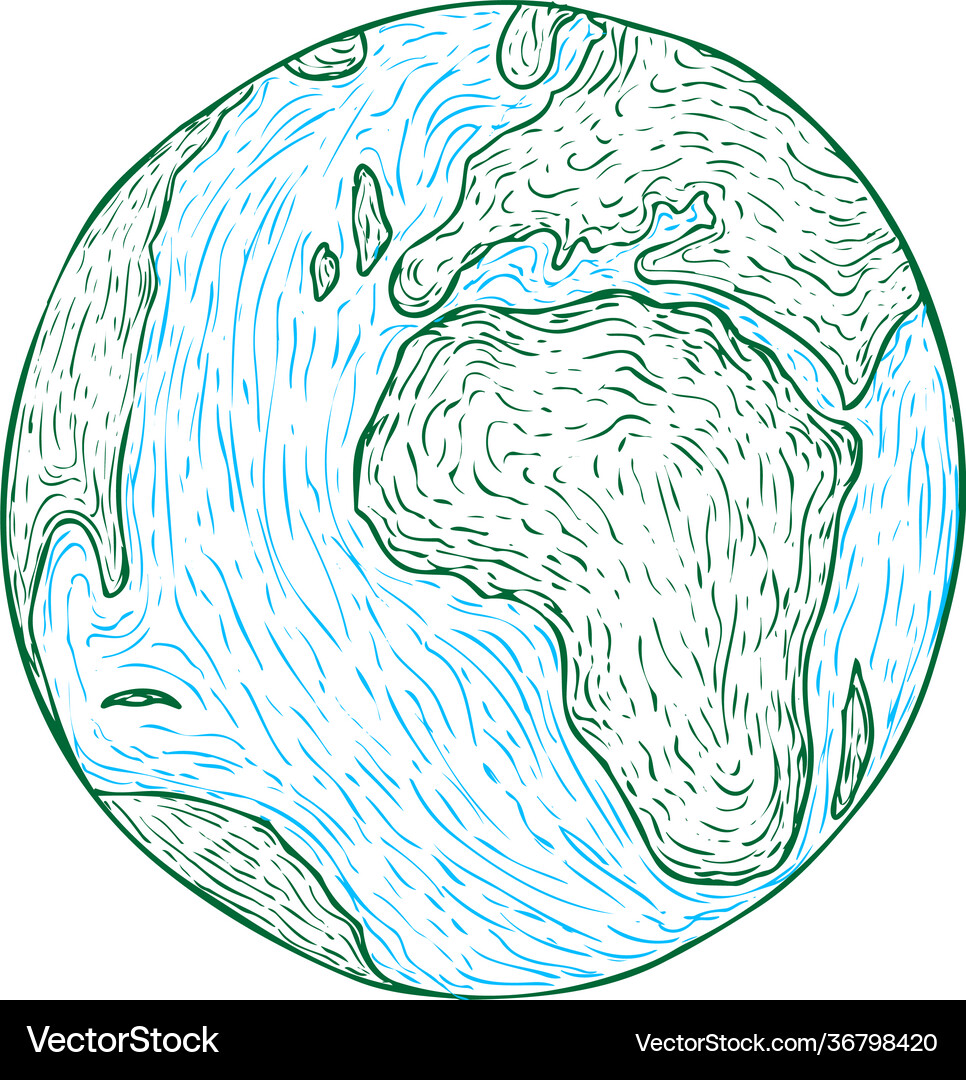 Planet earth drawn in strokes on white background Vector Image