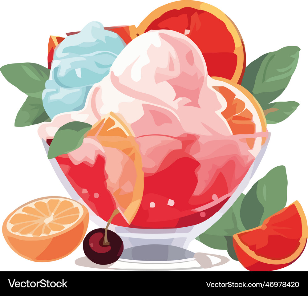 Refreshing fruits and ice cream Royalty Free Vector Image