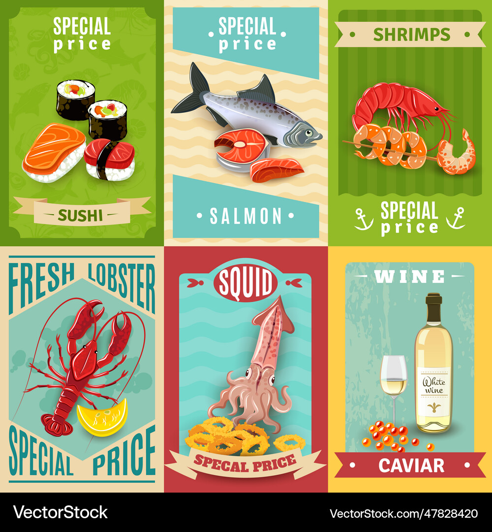 Seafood poster set seafood poster set Royalty Free Vector