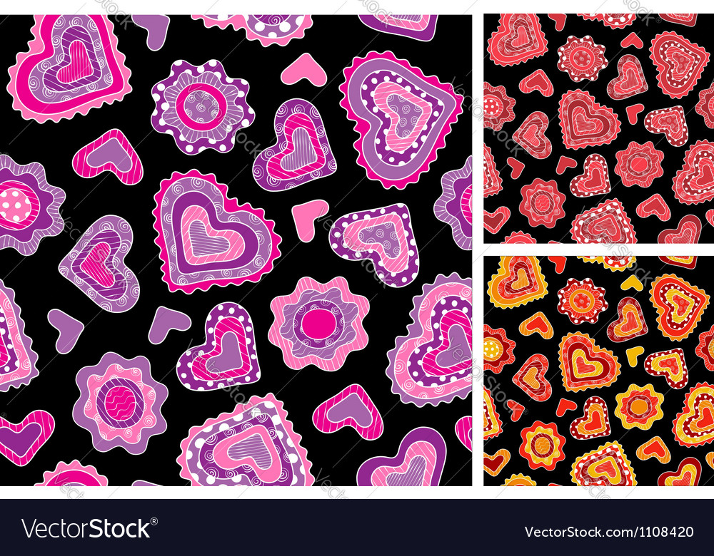 Seamless hand-drawn hearts patterns Royalty Free Vector Seamless hand-drawn hearts patterns Royalty Free Vector