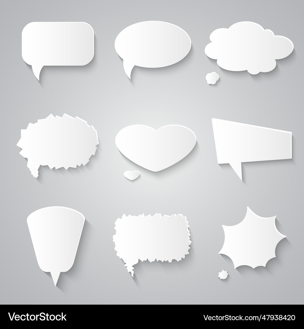 Set of paper speech bubbles with shadows Vector Image
