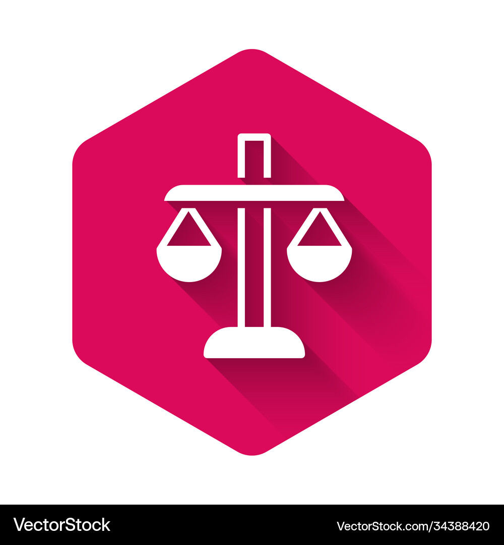 White scales justice icon isolated with long Vector Image