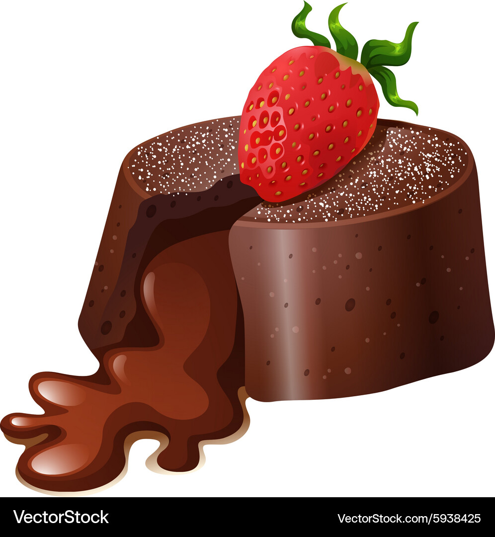 Chocolate lavacake with fresh strawberry Vector Image