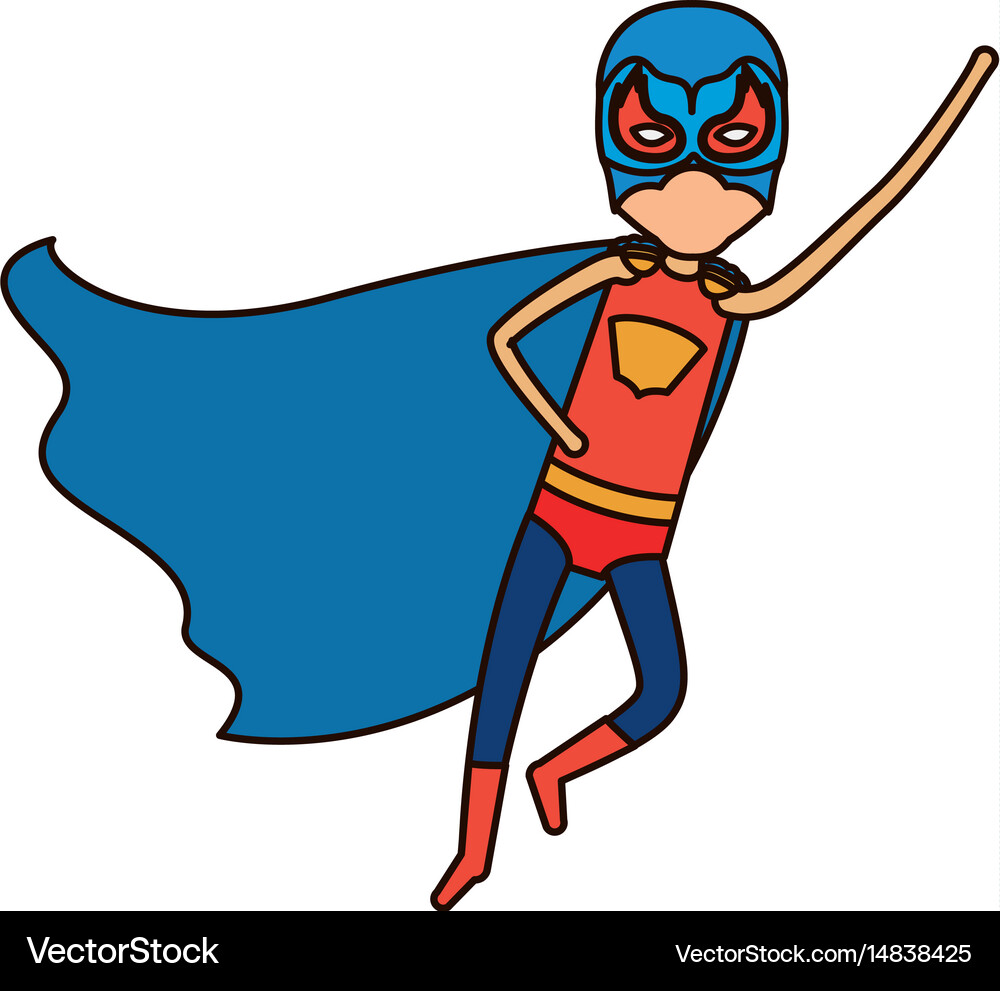 Colorful silhouette with faceless superhero boy Vector Image