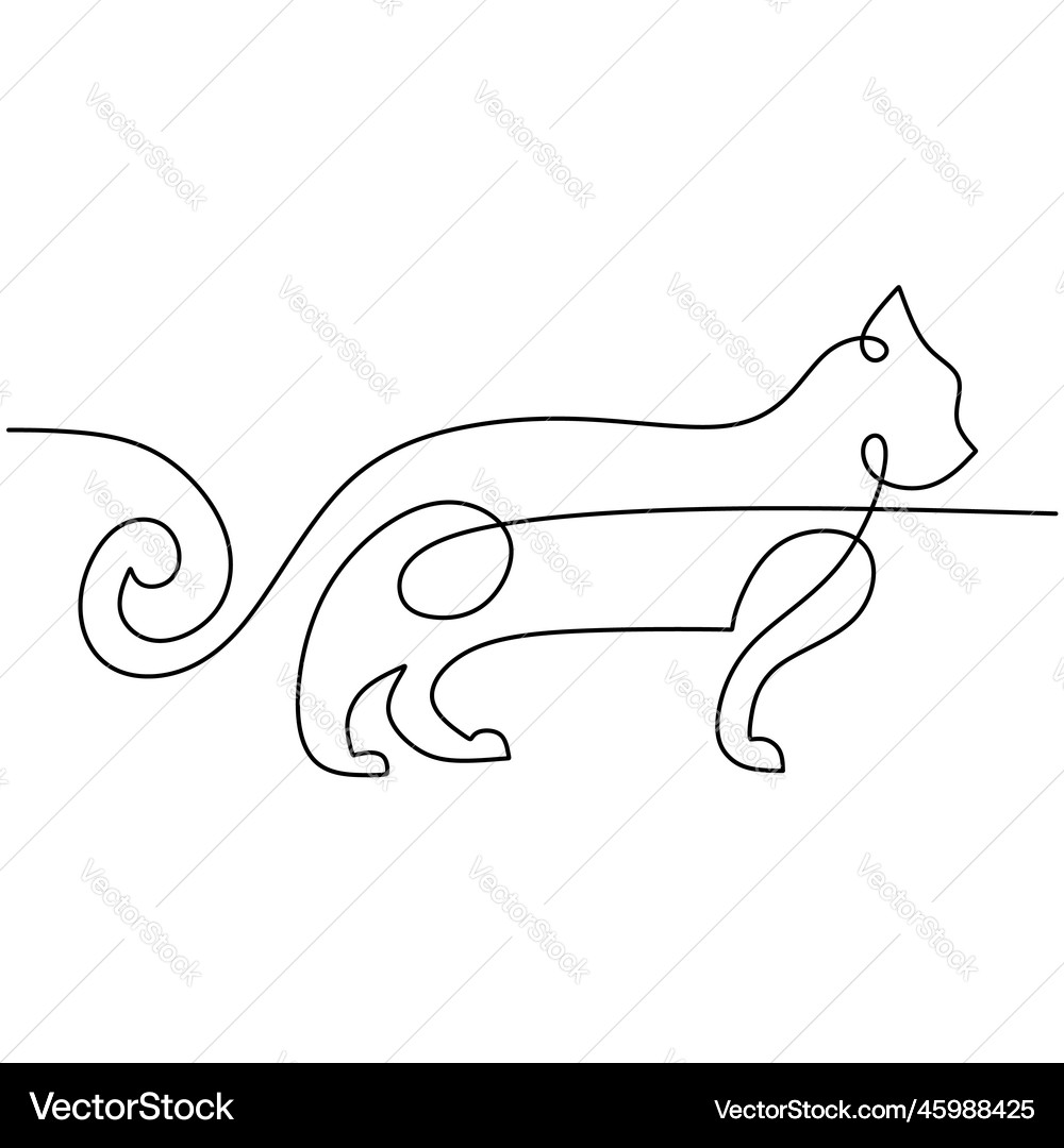Continuous one single line of cat running Vector Image