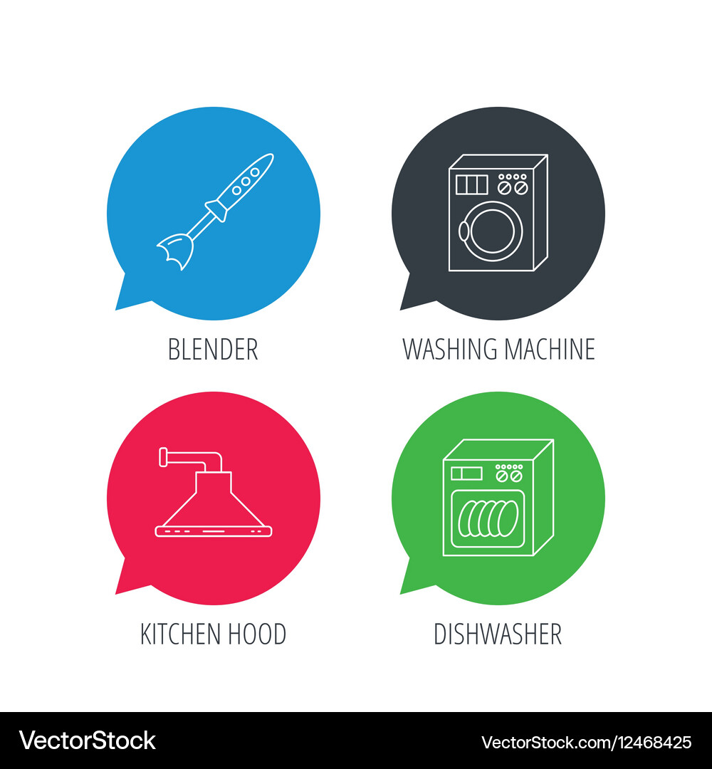 Dishwasher washing machine and blender icons Vector Image