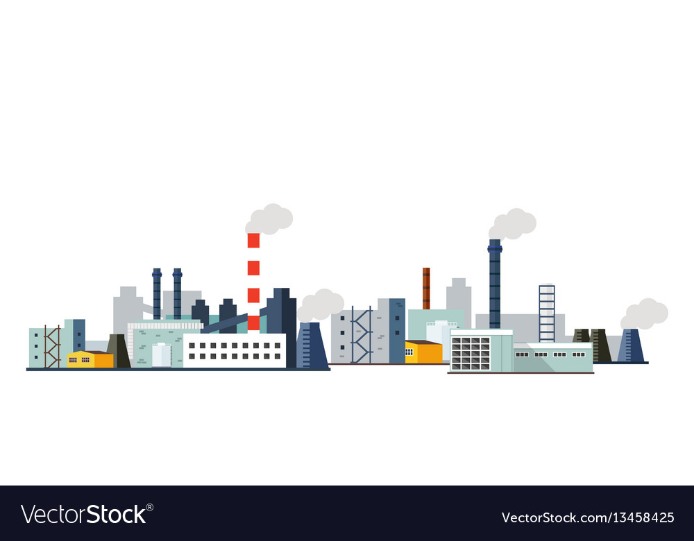 Factory landscape flat Royalty Free Vector Image