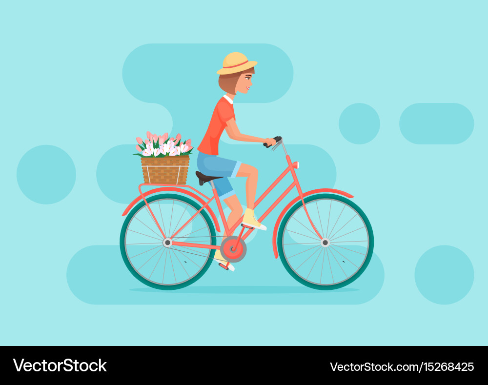 Female character design riding bicycle Royalty Free Vector