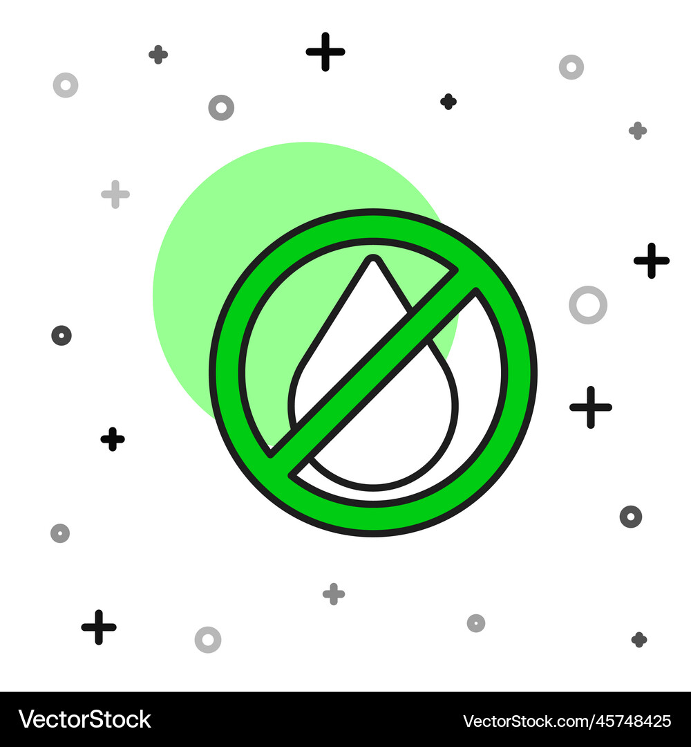 Filled outline water drop forbidden icon isolated Vector Image