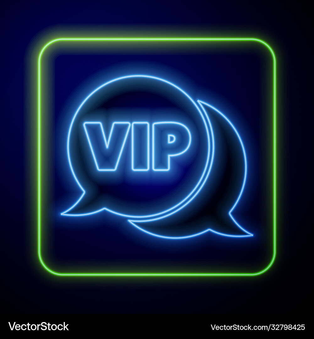 Glowing neon vip in speech bubble icon isolated Vector Image
