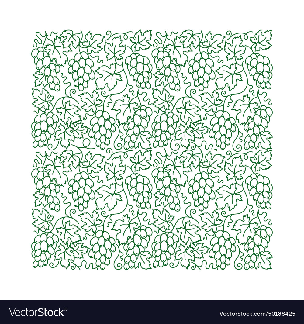 Grape vine square pattern branches Royalty Free Vector Image