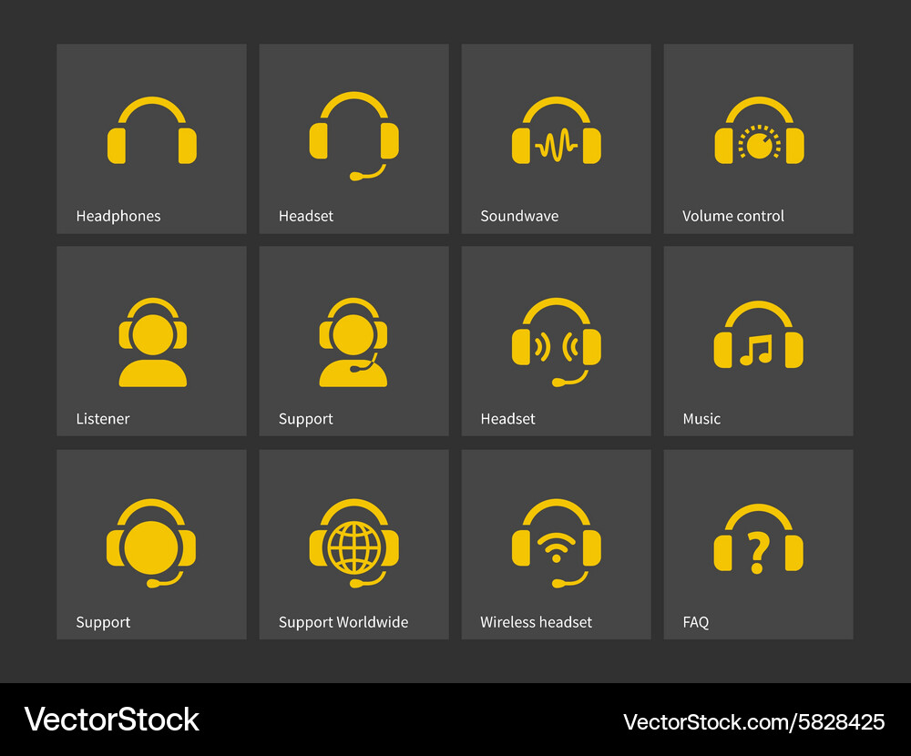 Headphones and support icons Royalty Free Vector Image
