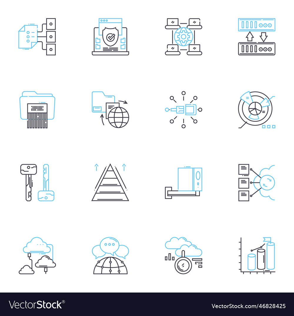 Information security linear icons set encryption Vector Image Information security linear icons set encryption Vector Image
