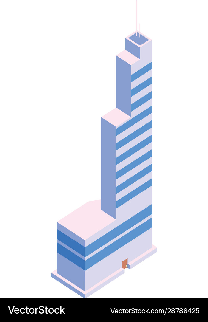 Isolated isometric white city building Royalty Free Vector