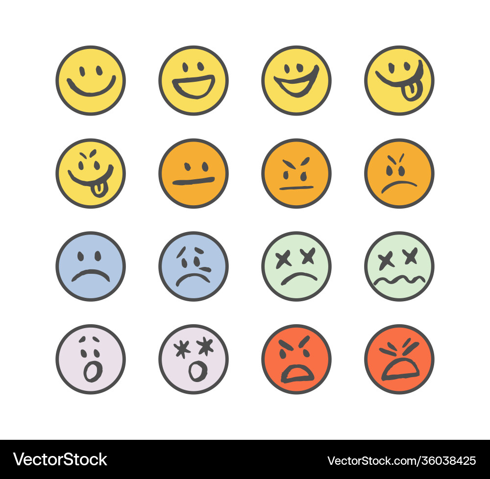 Set emoticon or emoji icons Royalty Free Vector Image