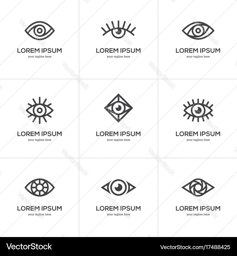 Set of black linear eye icons Royalty Free Vector Image