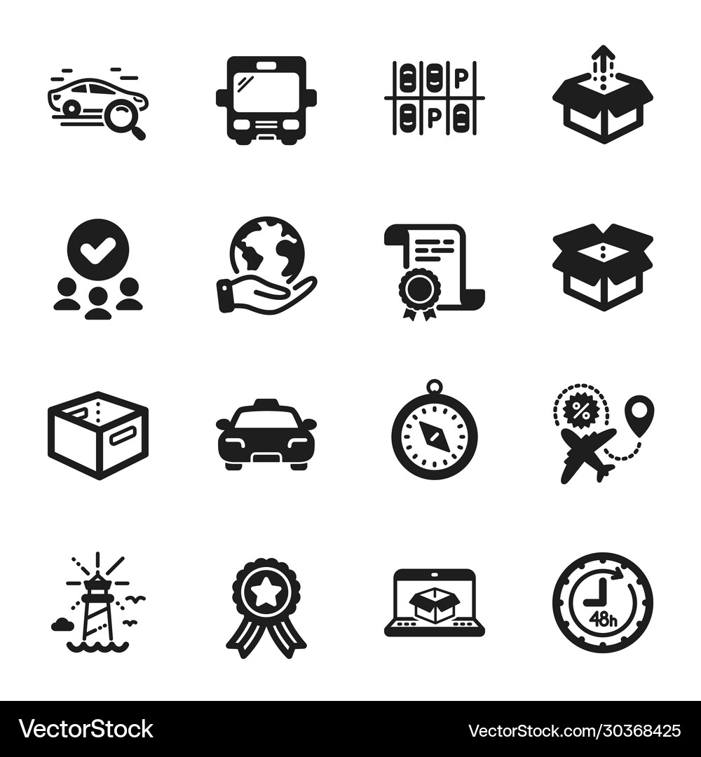 Set transportation icons such as send box 48 Vector Image