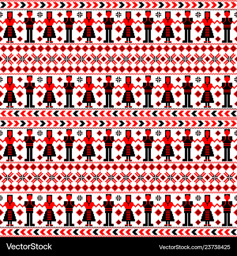 Traditional motifs background with dancers Vector Image