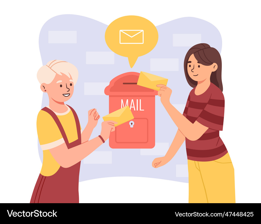 Woman send mail and letter Royalty Free Vector Image