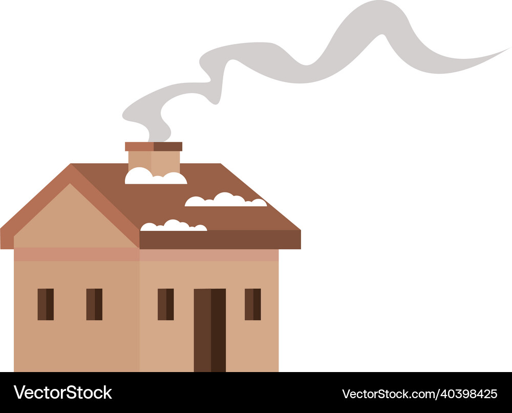 Wooden cabin with chimney Royalty Free Vector Image