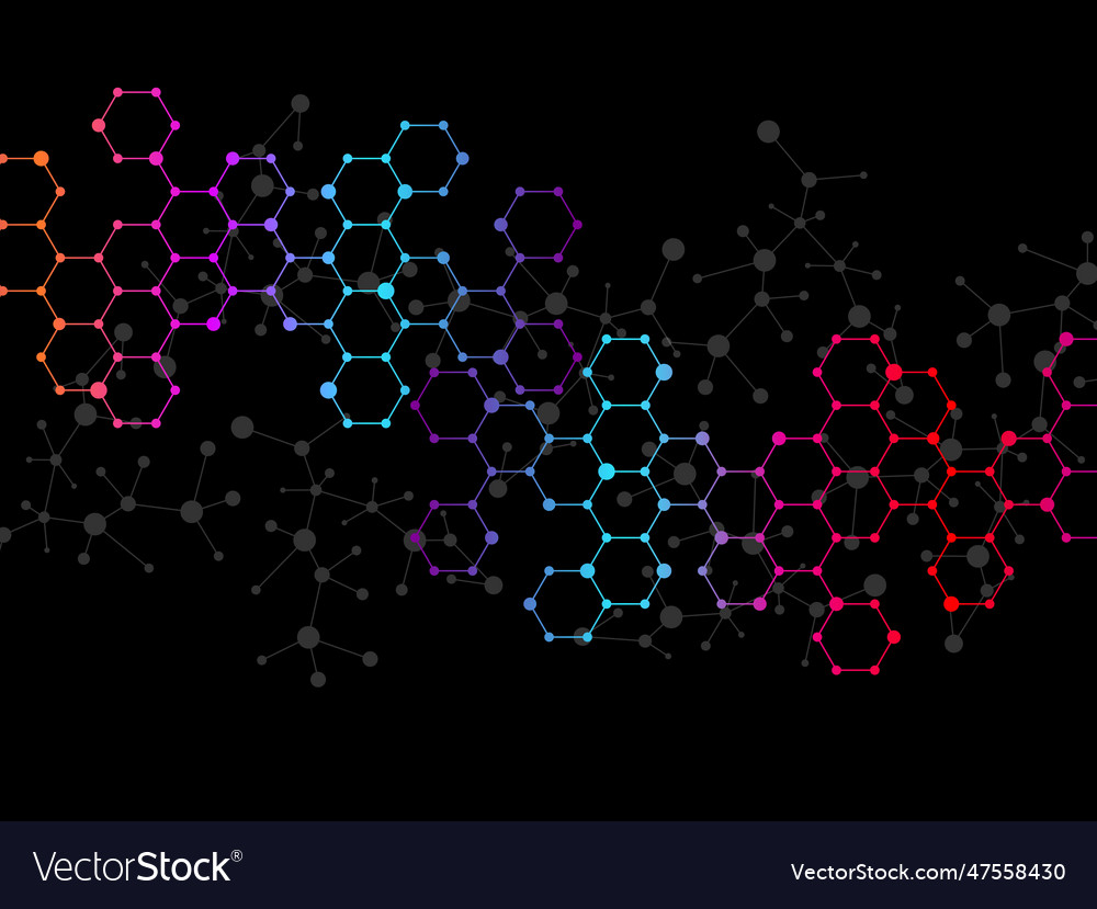 Abstract Hexagonal Molecules Molecular Structure Vector Image