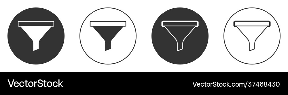 Black funnel or filter icon isolated on white Vector Image