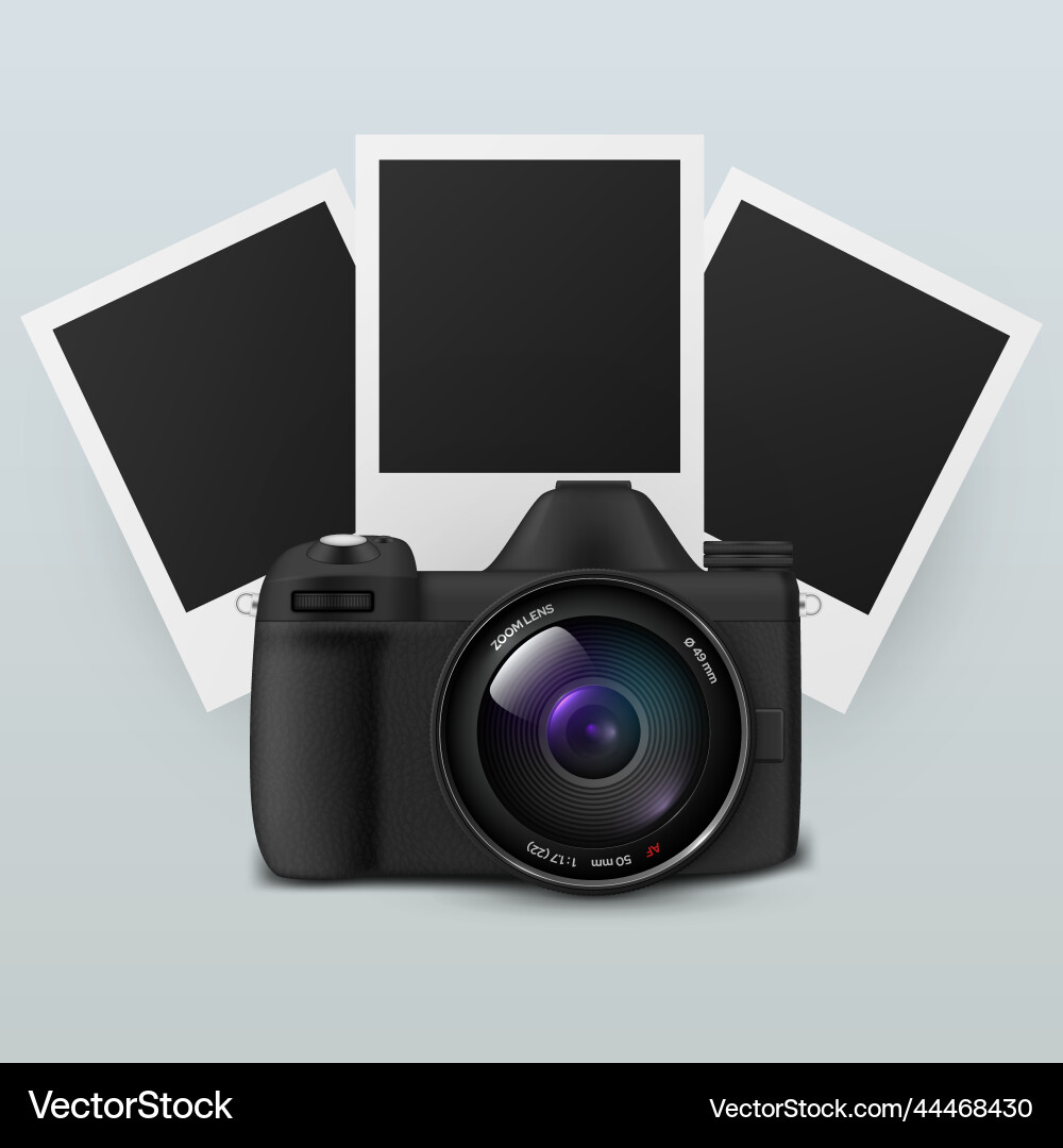Camera with empty photo pictures realistic Vector Image
