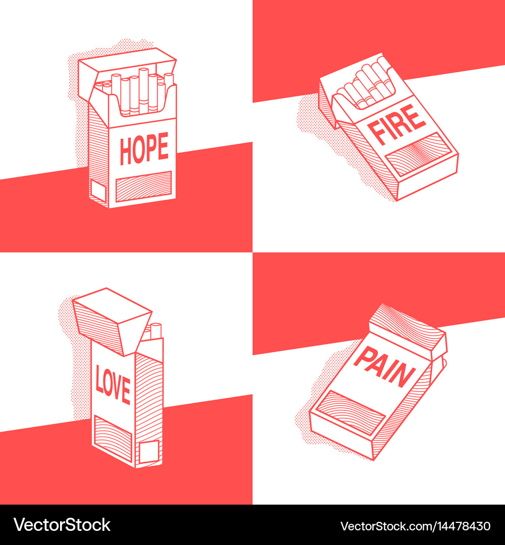 Concept set of pack of cigarettes with different Vector Image
