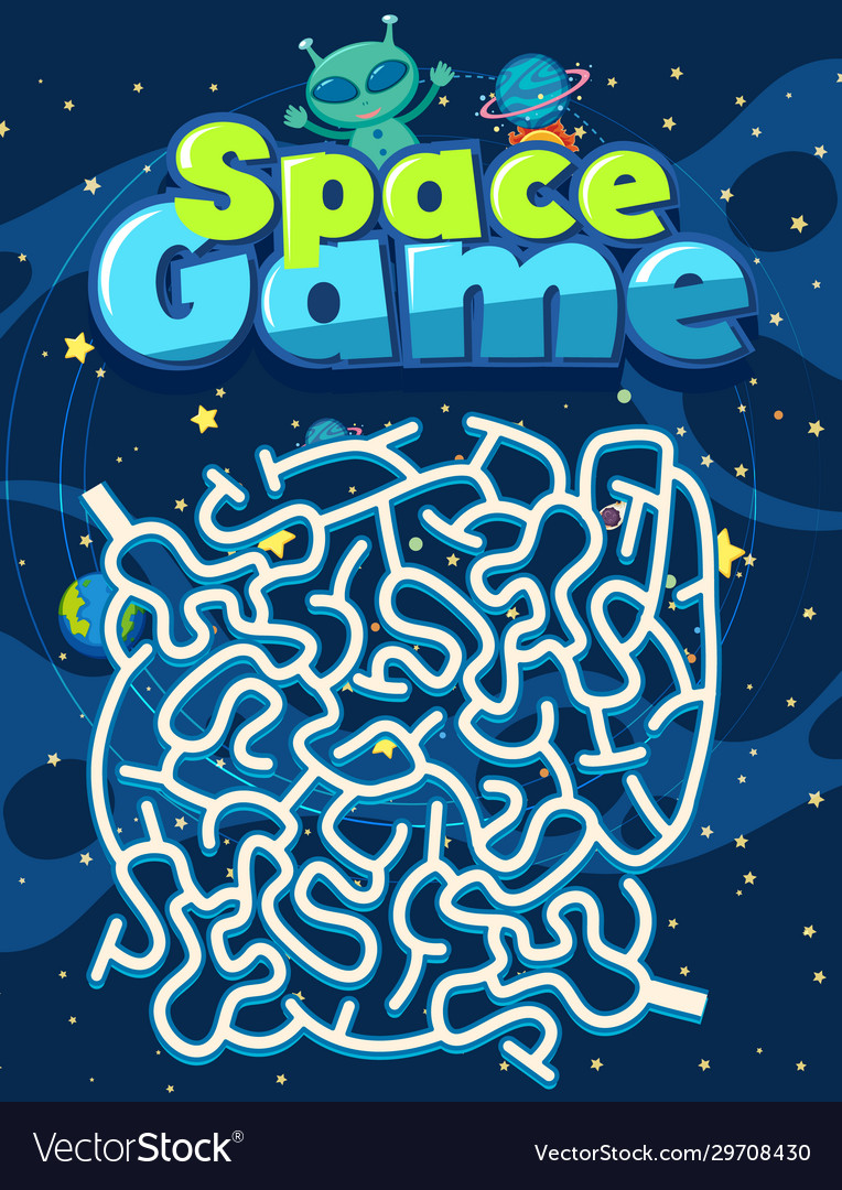 Game template with alien in space background Vector Image