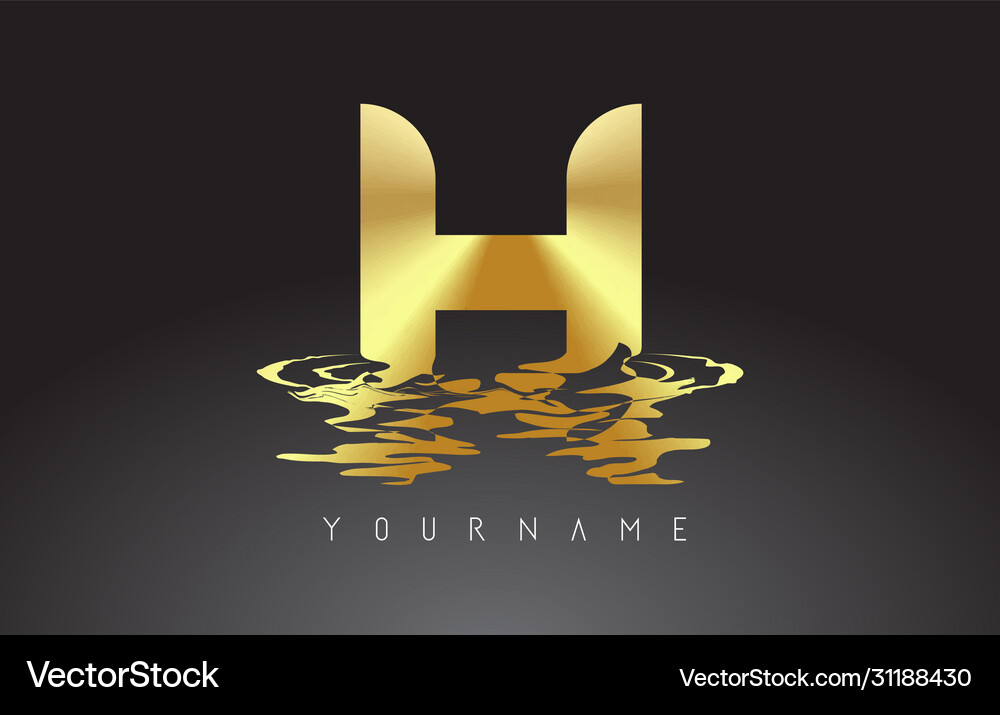 H letter logo design with water effect Royalty Free Vector