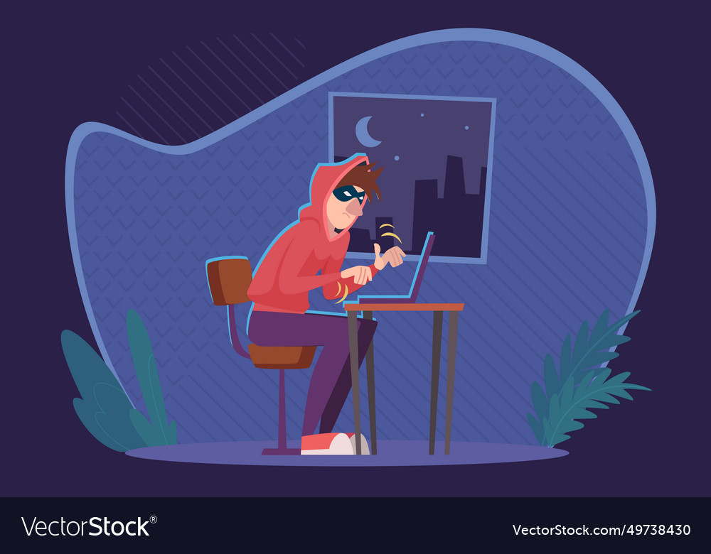 Hacker online thief working firewall hacking Vector Image