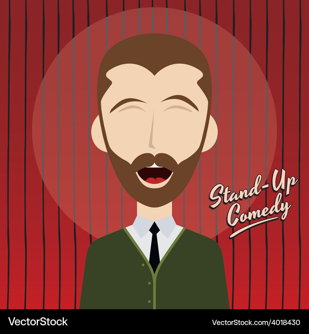 Hilarious guy stand up comedian cartoon Royalty Free Vector