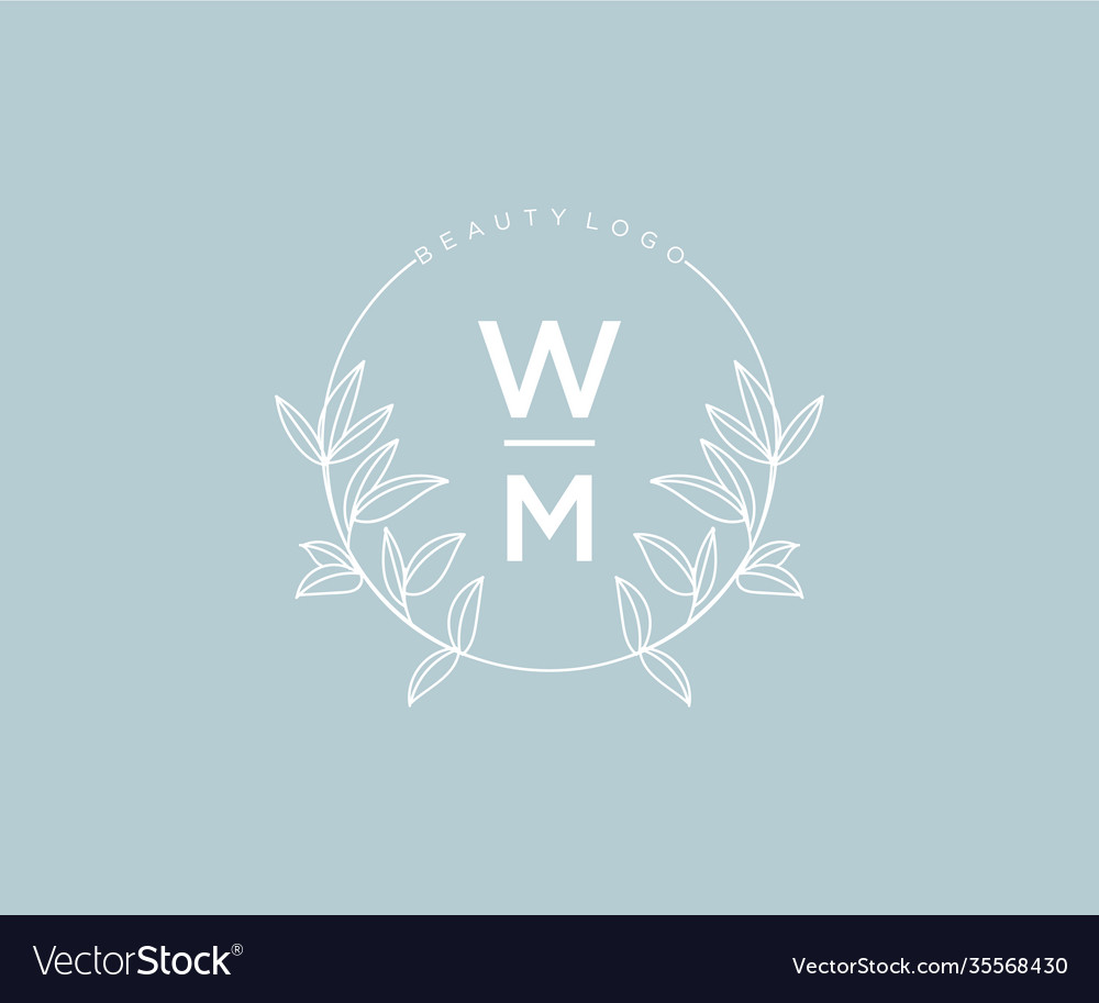 Initial wm letters beautiful floral feminine Vector Image Initial wm letters beautiful floral feminine Vector Image