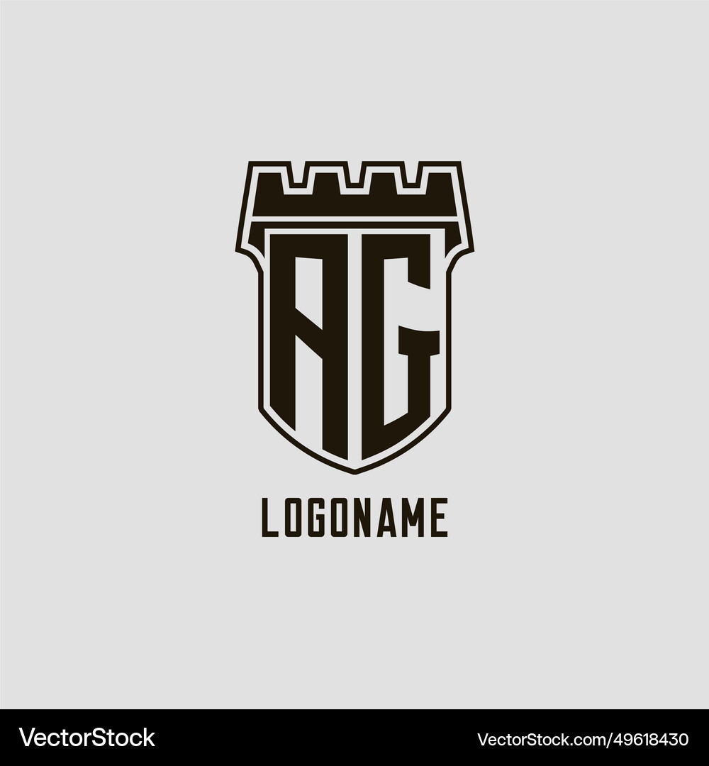 Monogram ag with shield fortress logo design style