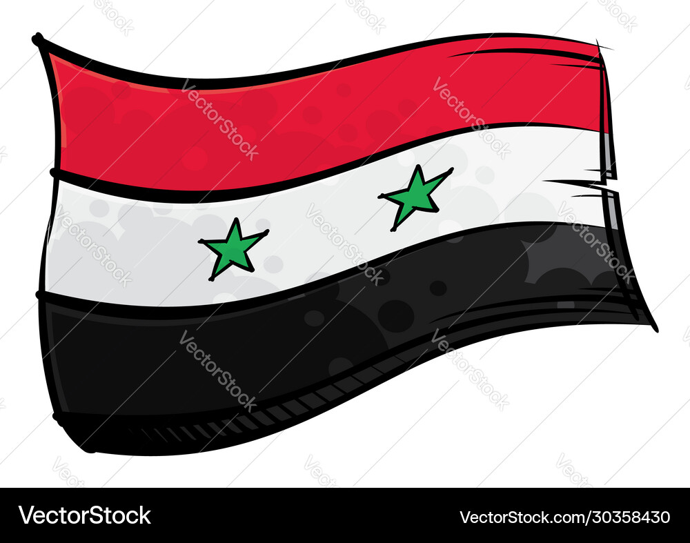Painted syria flag waving in wind Royalty Free Vector Image